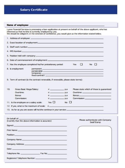Salary Certificate Format | Free Word Templates