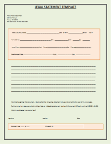 Legal Statement Template | Free Word Templates