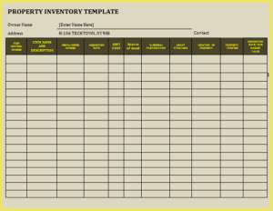 Property Inventory Template | Free Word Templates