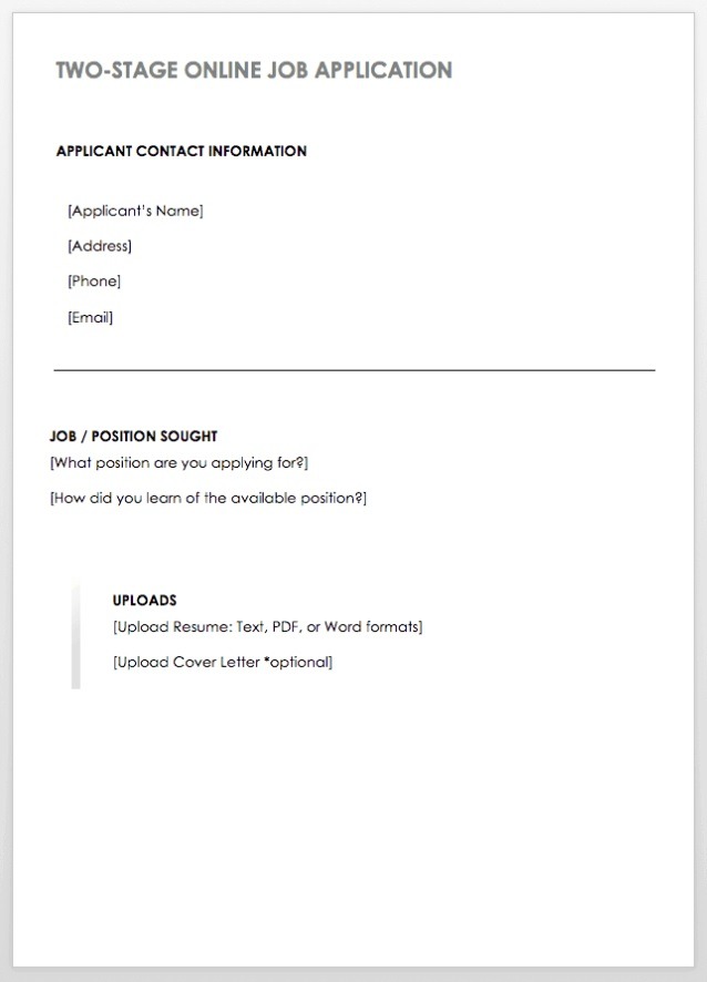 Employment Application Template | Free Word Templates