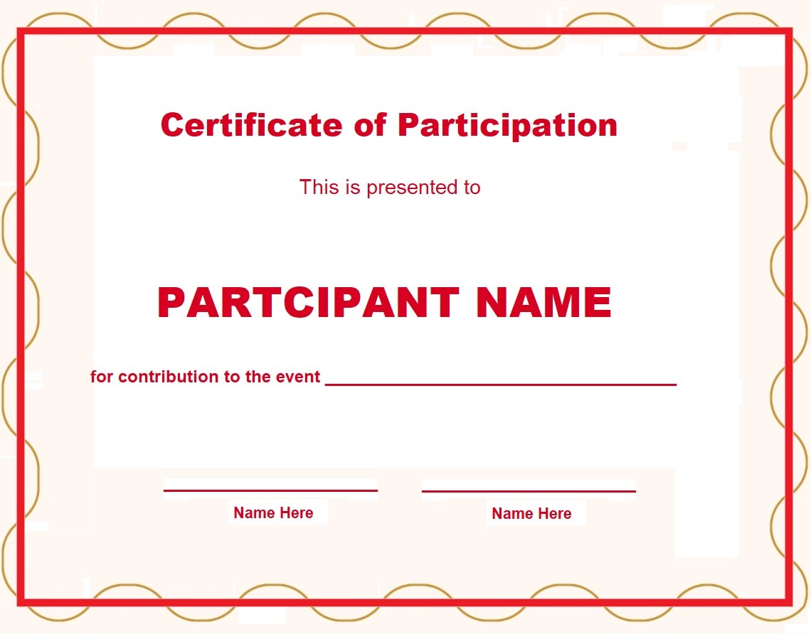 Certificate of Participation Template PDF | Free Word Templates