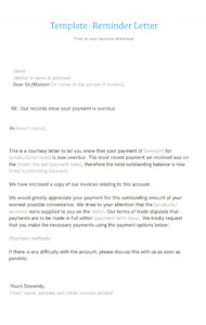 Credit Reminder Template | Free Word Templates