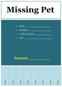 Missing Pet Poster Template | Free Word Templates