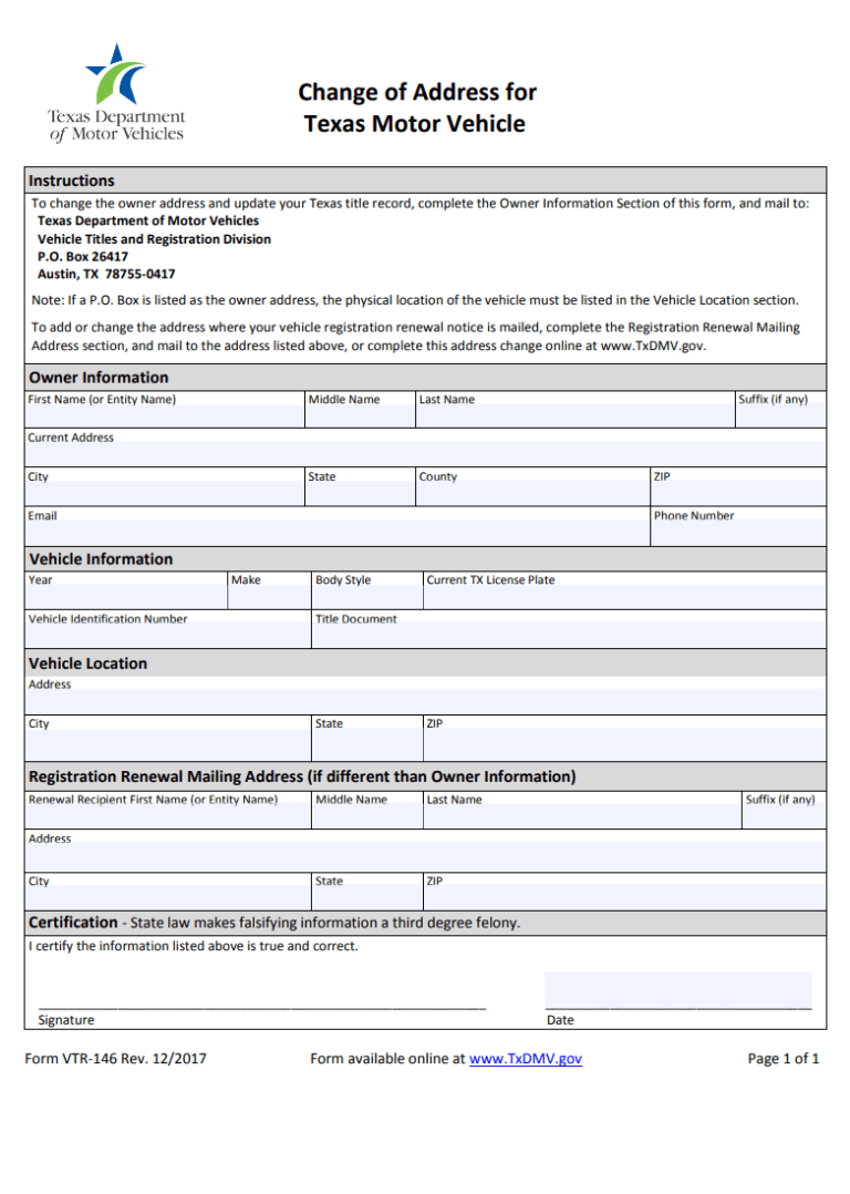 Change of Address Form | Free Word Templates