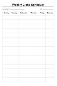 Class Schedule Template | Free Word Templates