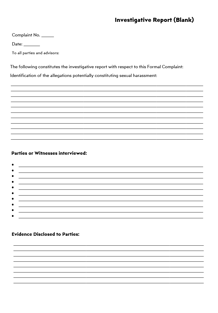 Investigation Report Template Free Word Templates
