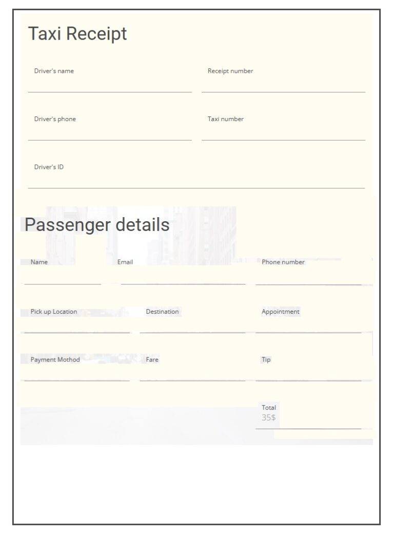 Taxi Receipt Template | Free Word Templates