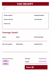 Taxi Receipt Template | Free Word Templates