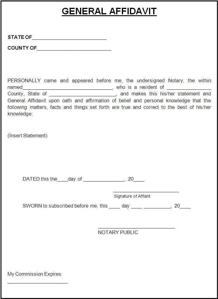 Affidavit Form | Free Word Templates