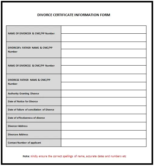 Divorce Form | Free Word Templates