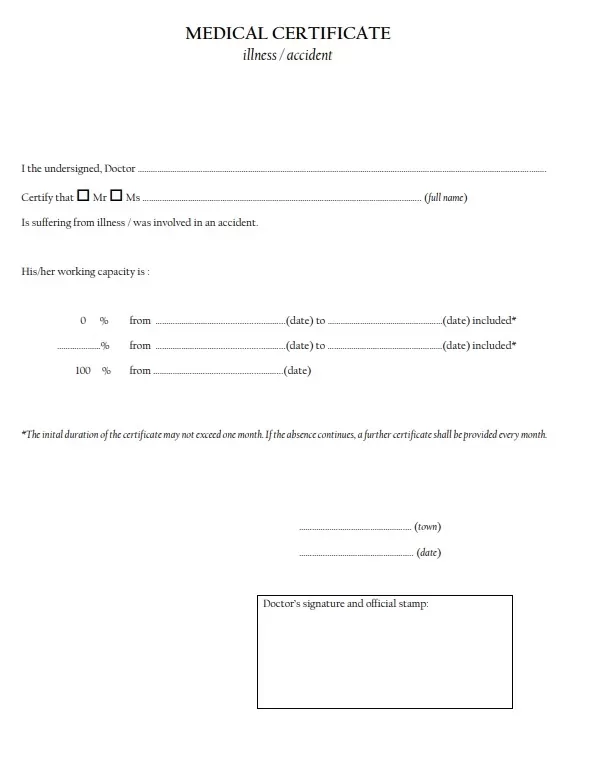 Medical Certificate Template | Free Word Templates