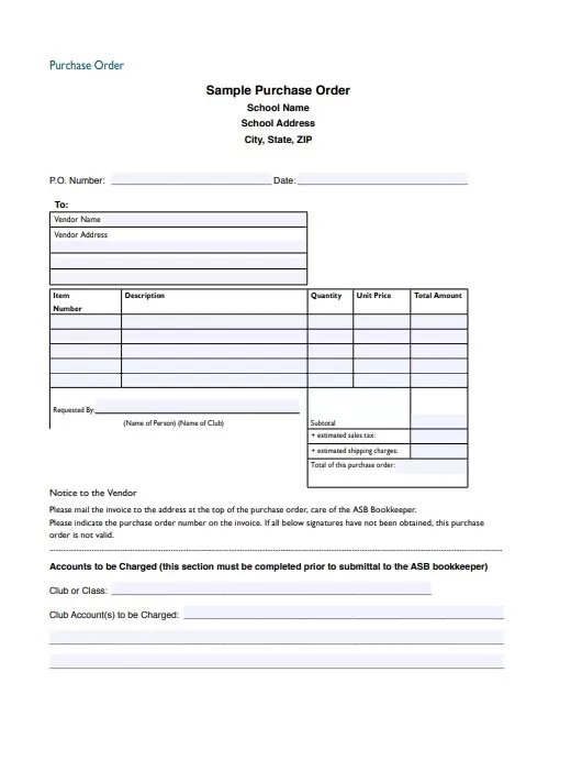 Purchase Order Template | Free Word Templates