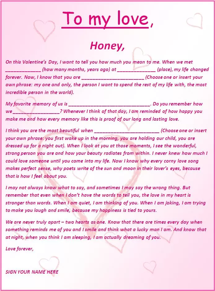 Romantic Letter Template | Free Word Templates