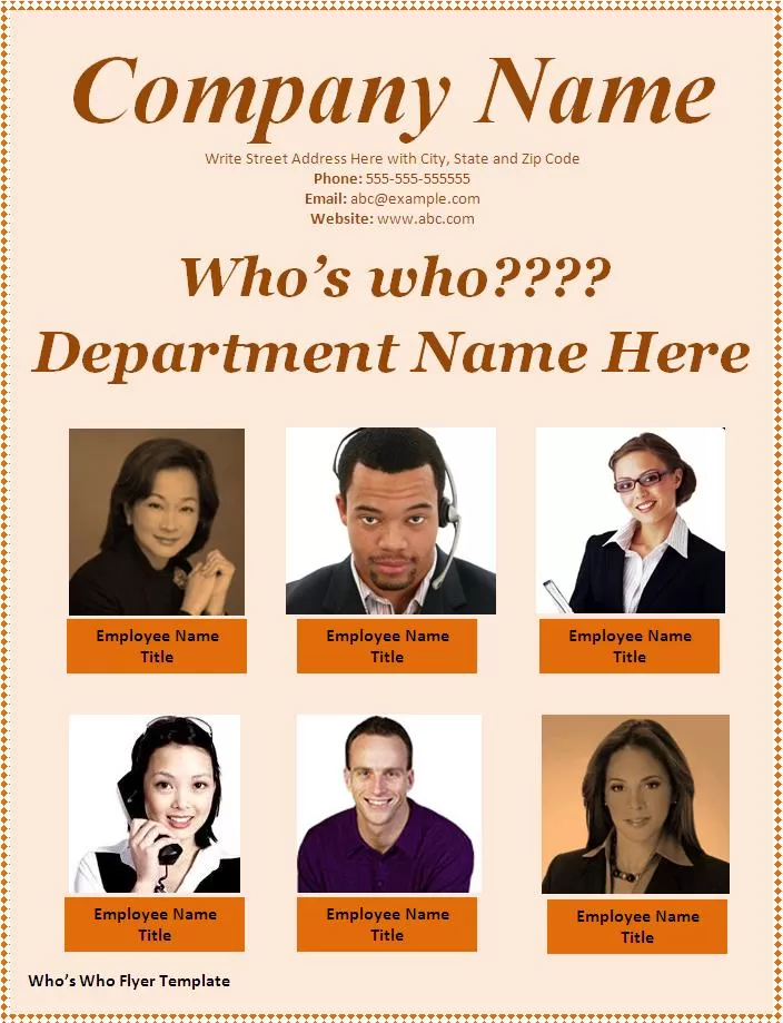 Who’s Who Flyer Template | Free Word Templates