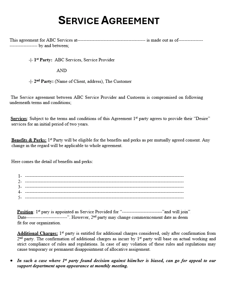 Service Agreement Template | Free Word Templates