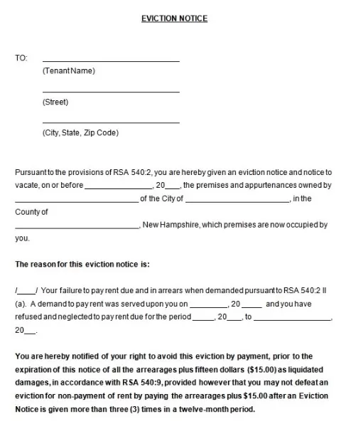 Eviction Notice Form | Free Word Templates