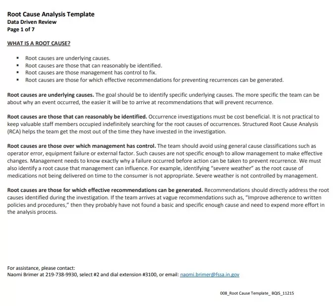 Root Cause Analysis Template | Free Word Templates