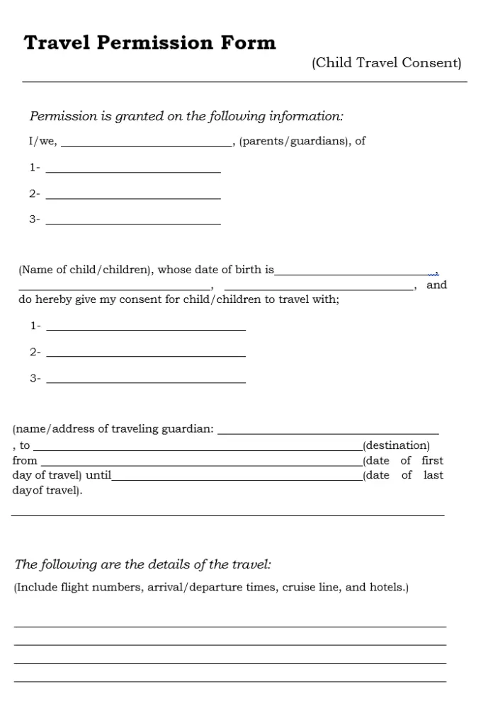 Travel Consent Form | Free Word Templates