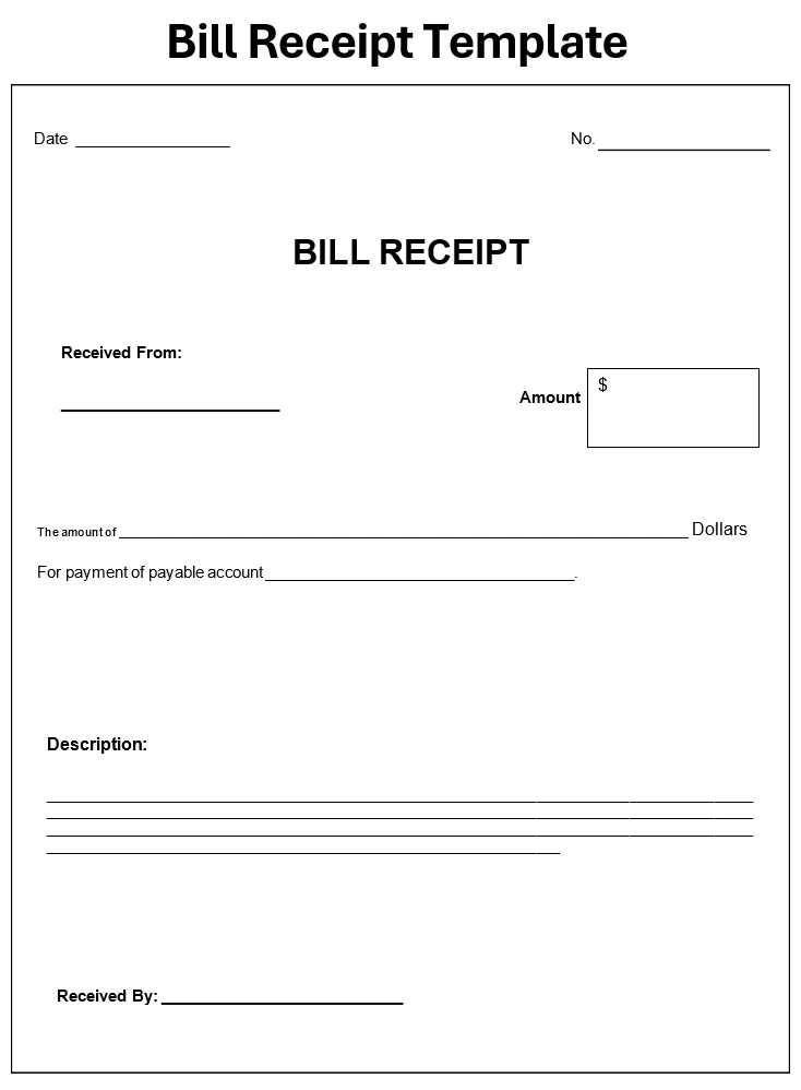 Bill Receipt Format | Free Word Templates